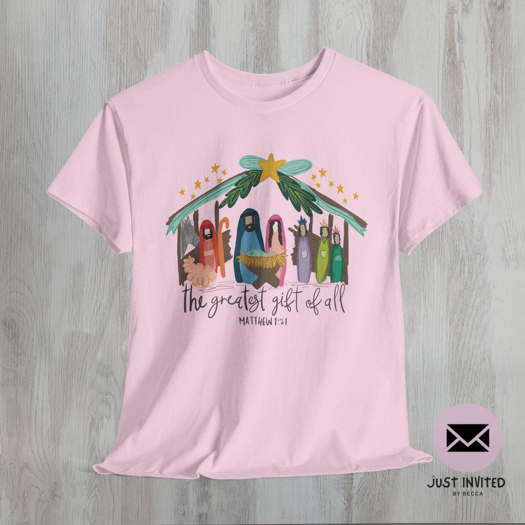 Christmas Bow Nativity Tee Bow Nativity Shirt Holiday T-shirt Greatest ...