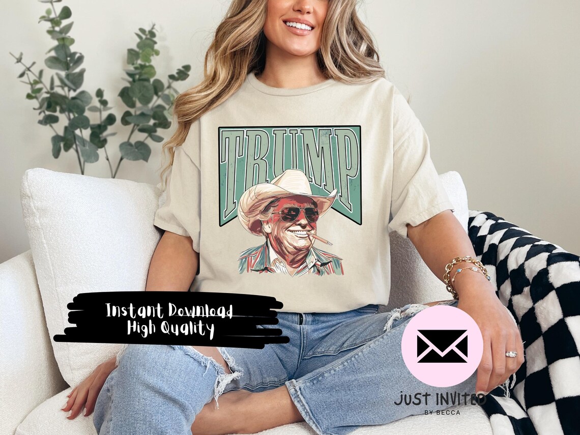 Trump Cowboy PNG | Western Trump PNG | Trump Design | Funny Trump ...