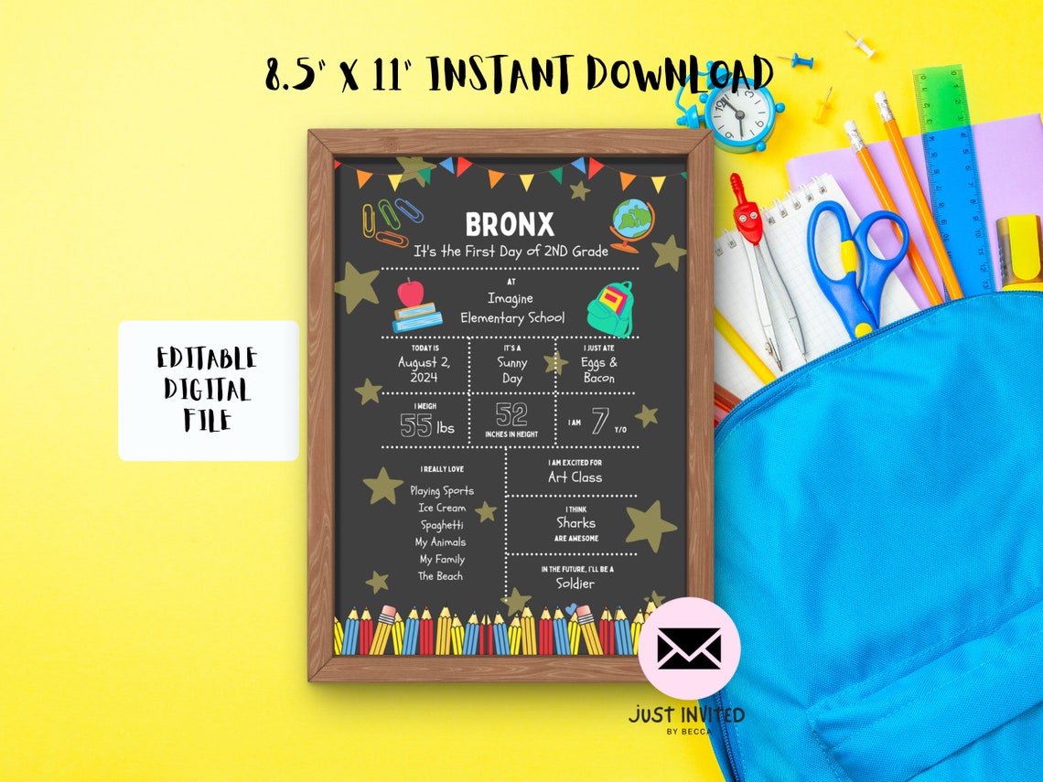 Back to School Editable Template | Instant Downland 2024 | Editable ...