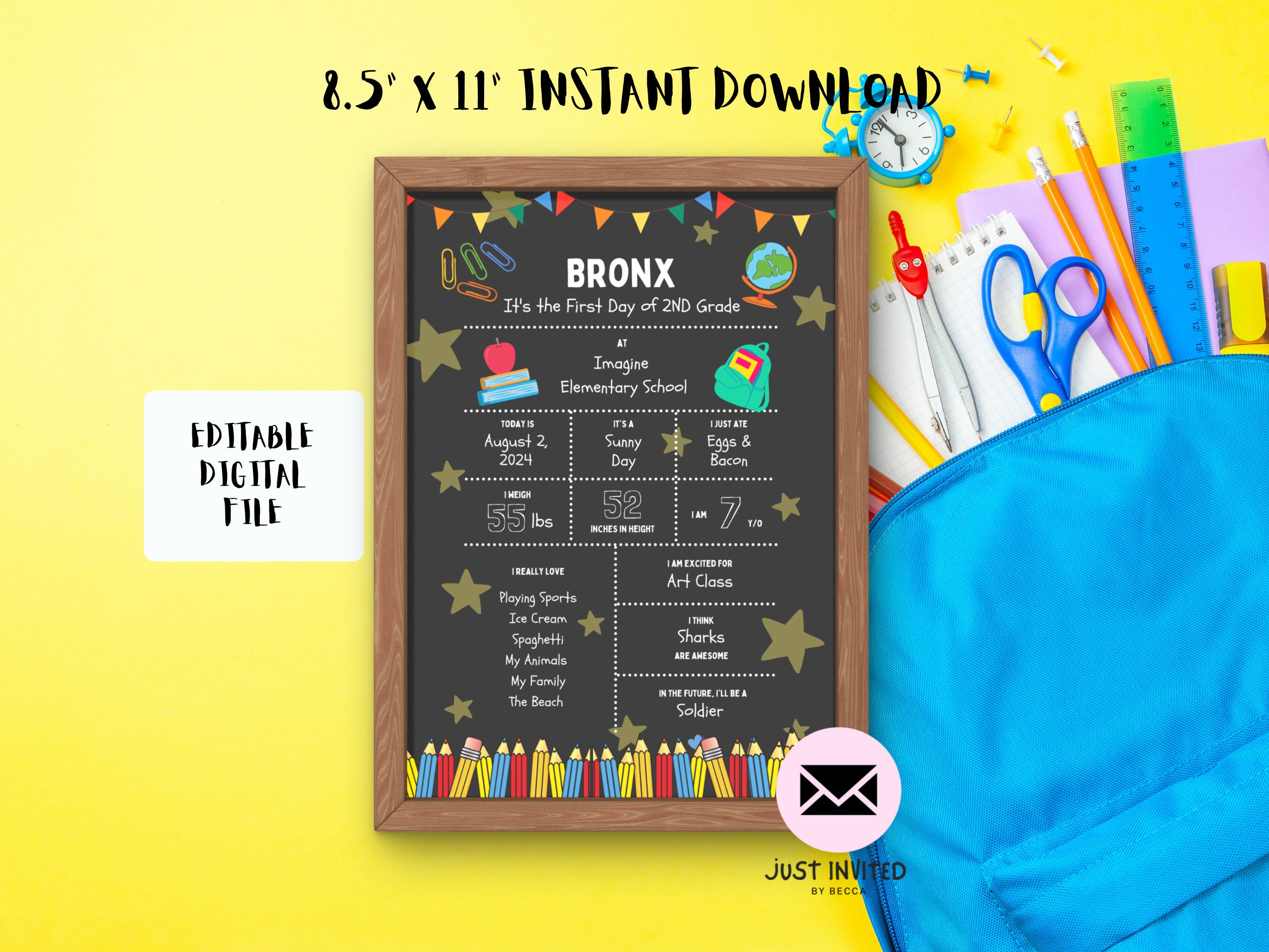 Back to School Editable Template | Instant Downland 2024 | Editable ...