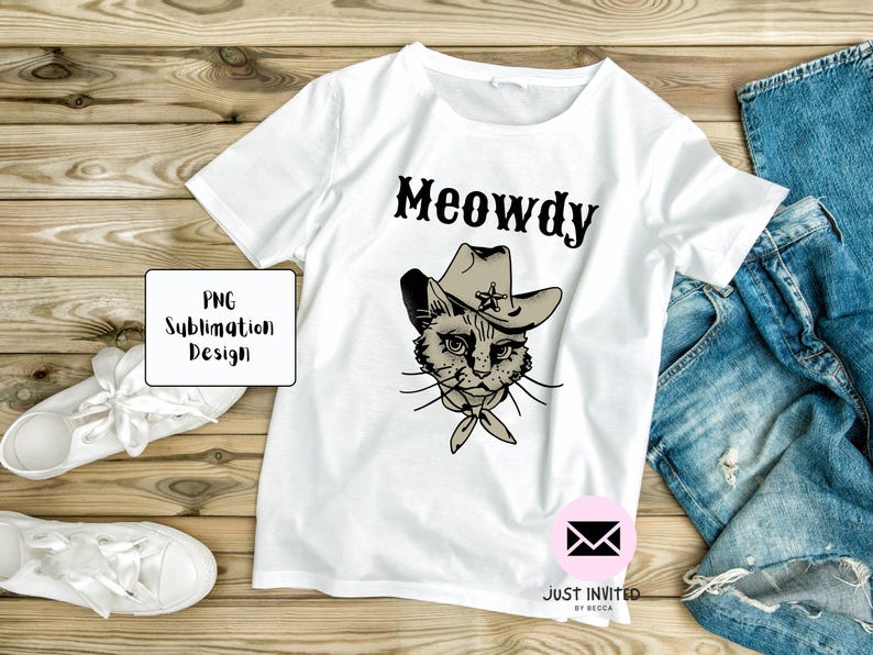 Meowdy Cowboy Cat PNG Sublimation Design Western Cat Western Digital ...