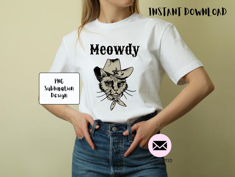 Meowdy Cowboy Cat PNG Sublimation Design Western Cat Western Digital ...