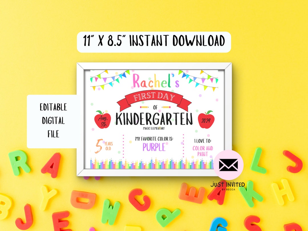 Editable Back to School Sign | First Day of School Template | Digital ...