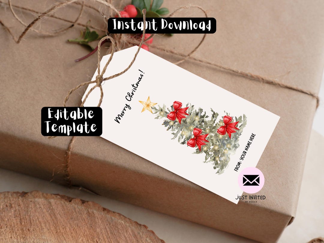 Merry Christmas Gift Tag Editable Gift Tags Holiday Gift Tags Gift ...