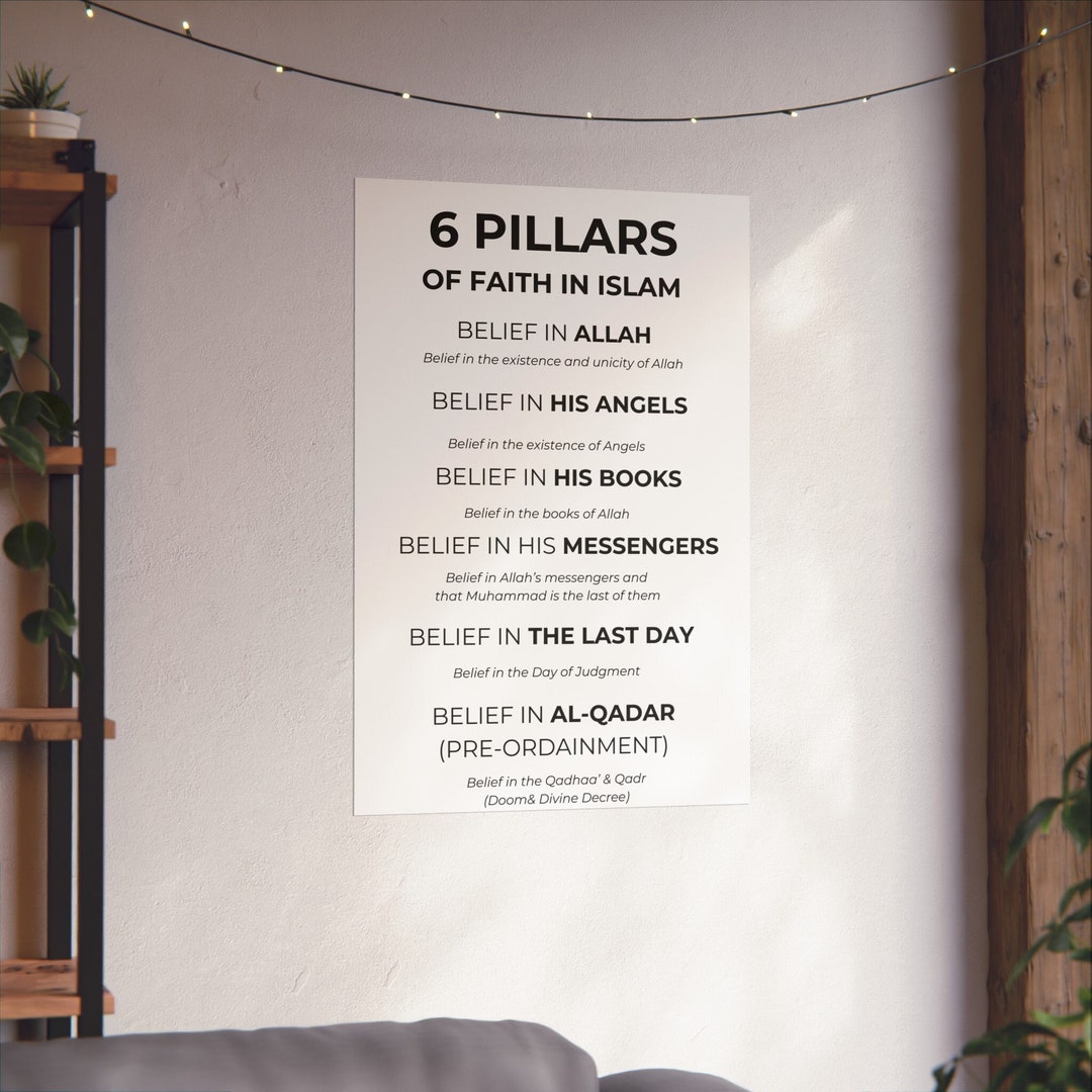 6 Pillars of Faith in Islam Wall Art Poster, Islamic Posters, Muslim ...
