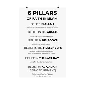6 Pillars of Faith in Islam Wall Art Poster, Islamic Posters, Muslim ...