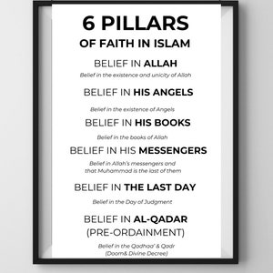 6 Pillars of Faith in Islam Wall Art Poster, Islamic Posters, Muslim ...