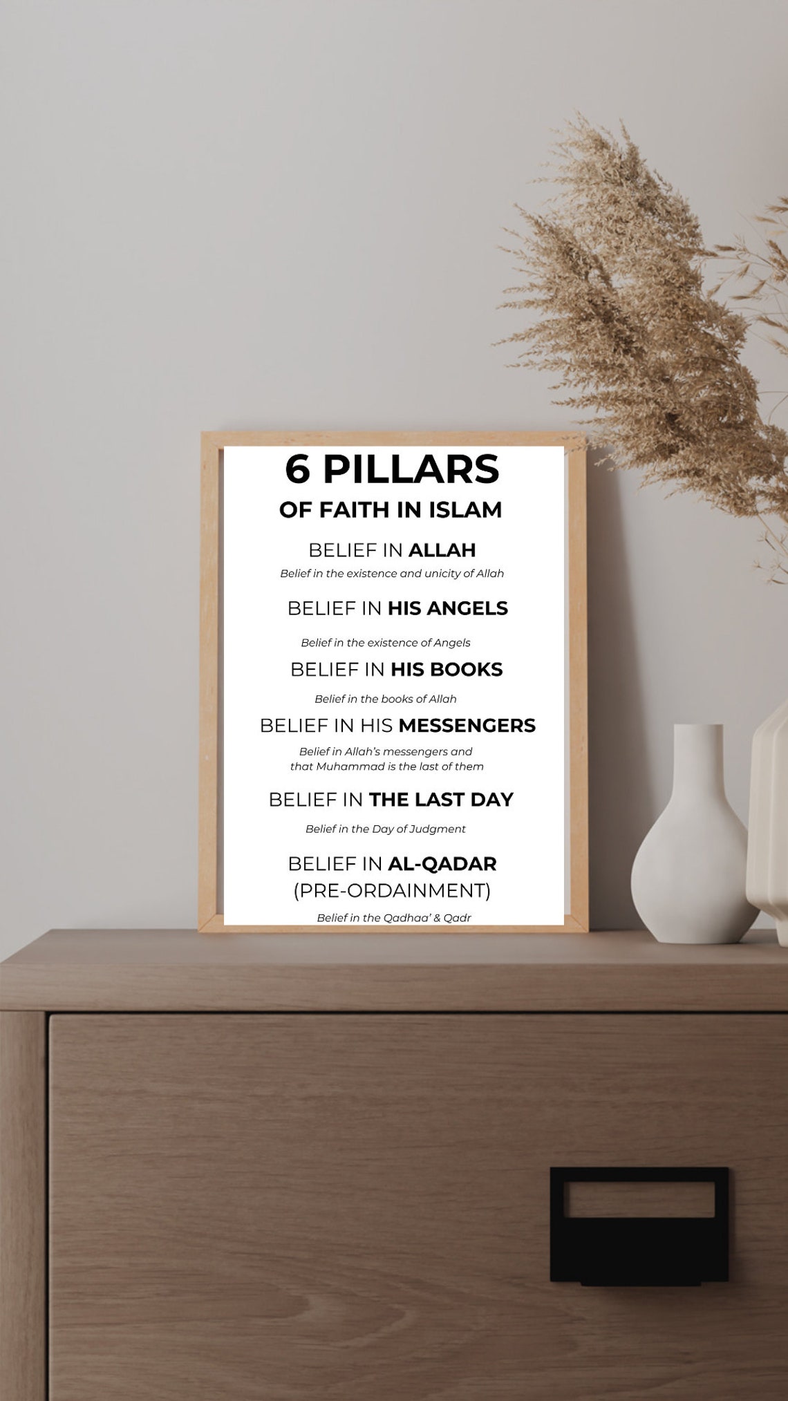 6 Pillars of Faith in Islam Poster: Minimalist Muslim Home Decor - Etsy