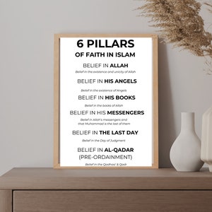 6 Pillars of Faith in Islam Wall Art Poster, Islamic Posters, Muslim ...