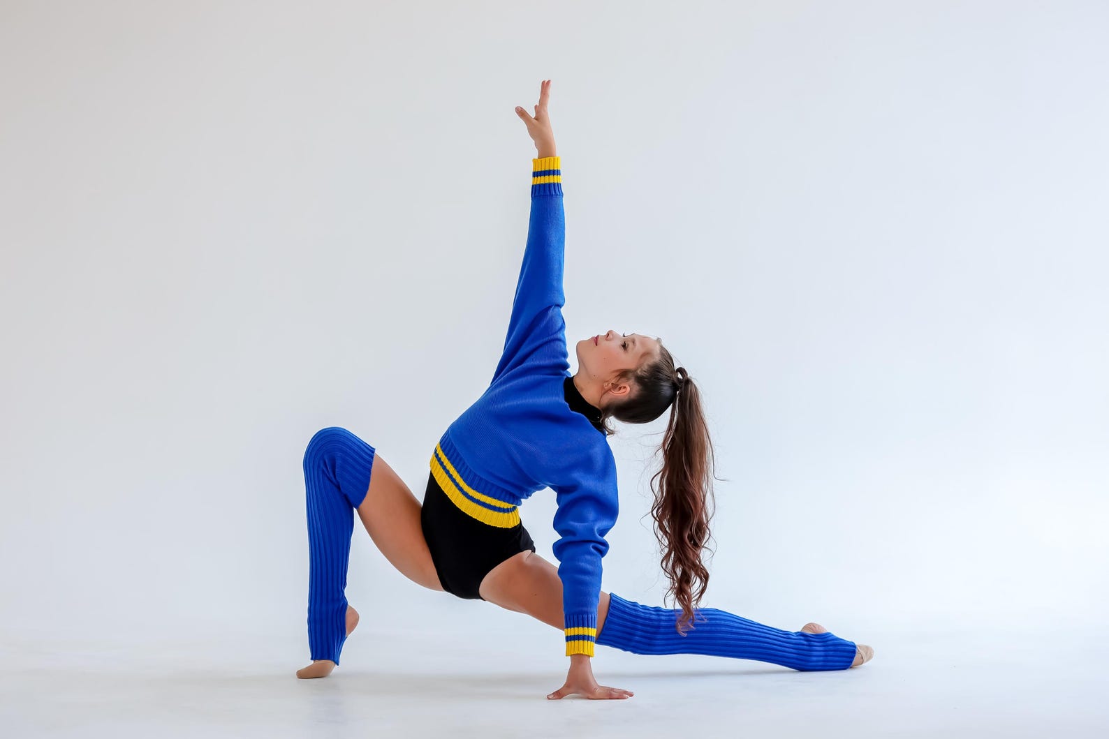 Blue Long Sleeve Dance Training Top for Teenage Girl, Ballet Warm up ...
