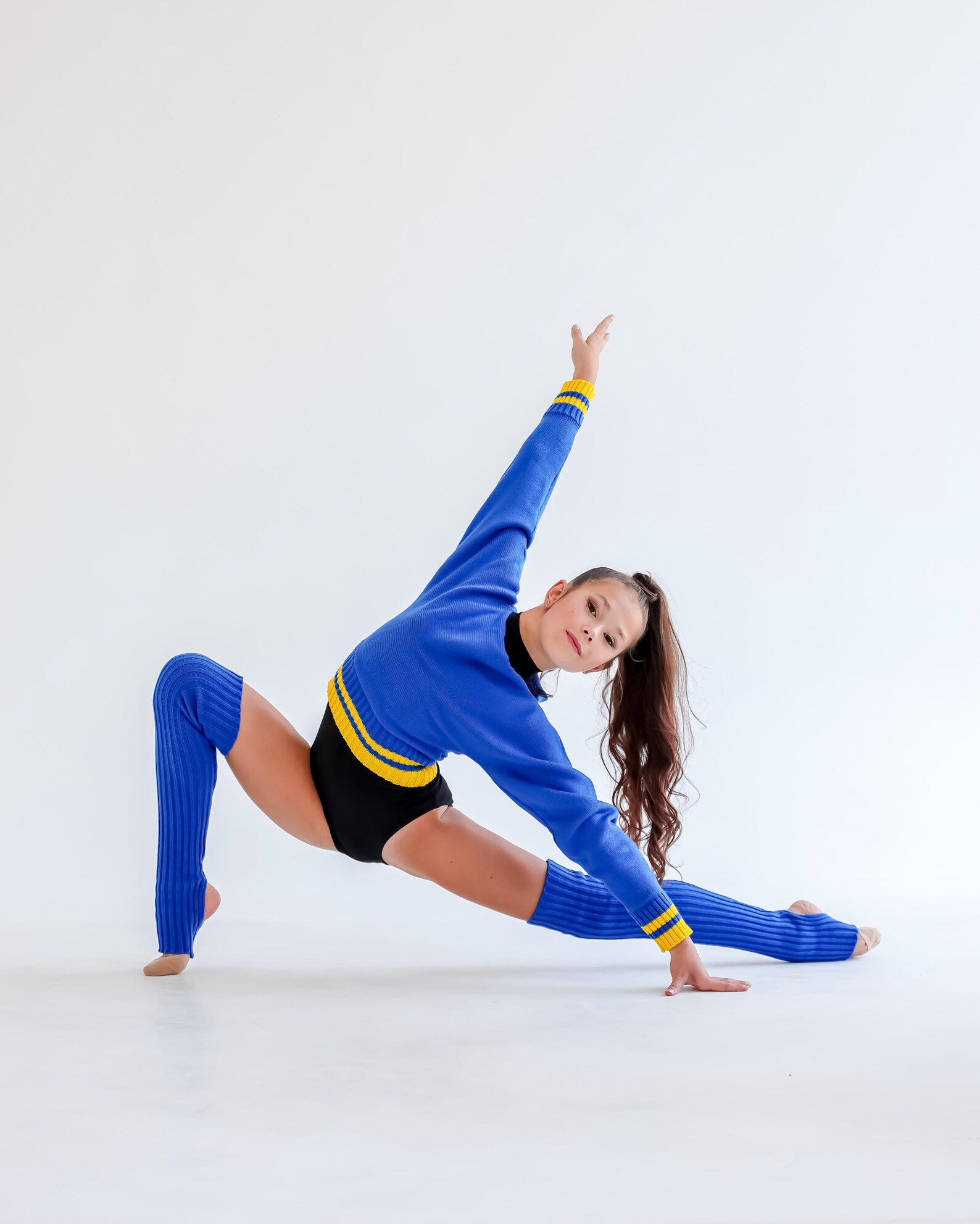 Blue Long Sleeve Dance Training Top for Teenage Girl, Ballet Warm up ...