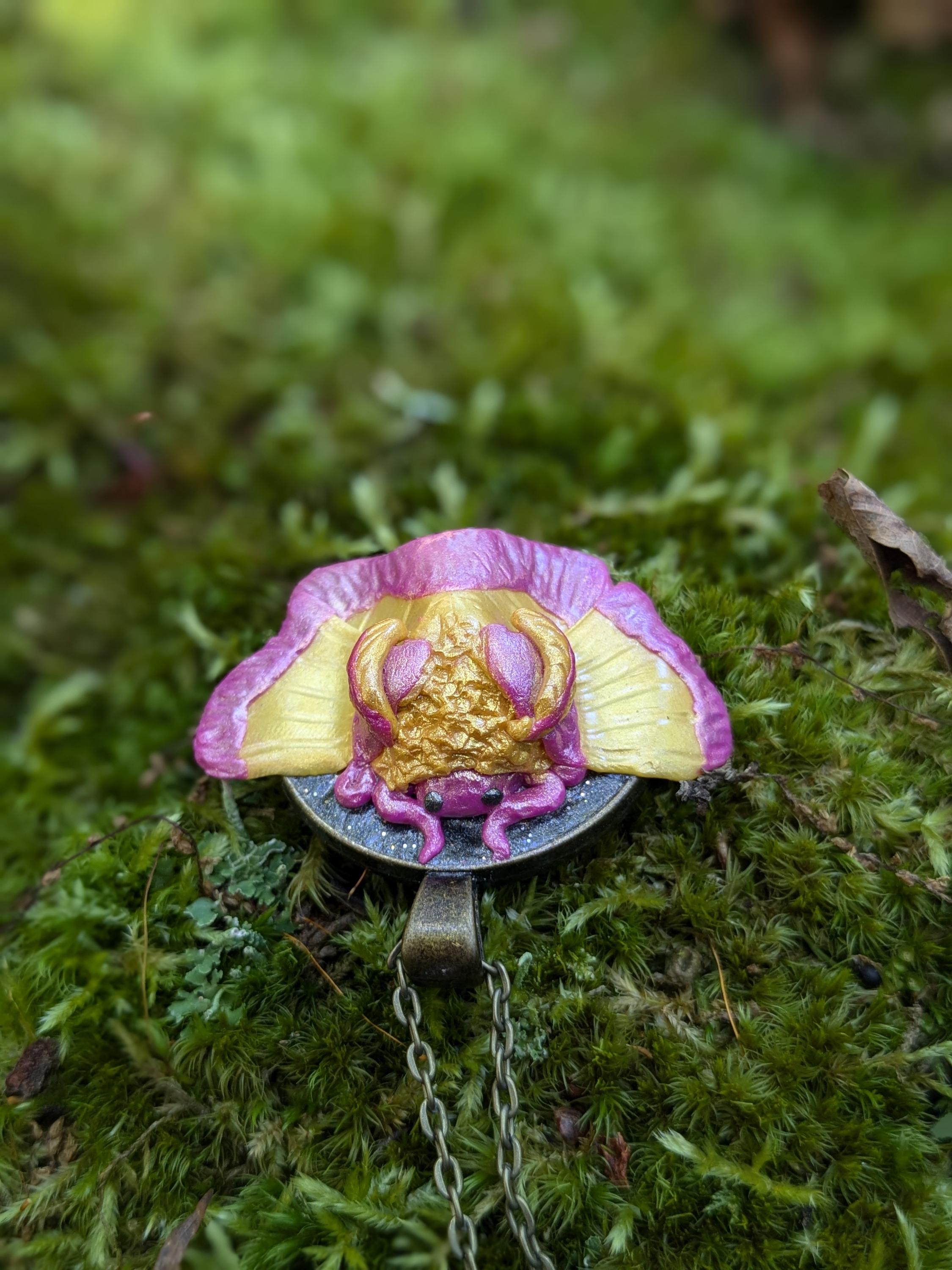 Shimmery Rosy Maple Moth Pendant, Bug Inspired Wearable Art, Handmade ...