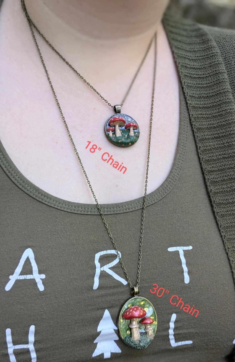 Beetle on a Mushroom Glass Specimen Dome Necklace, Polymer Clay ...