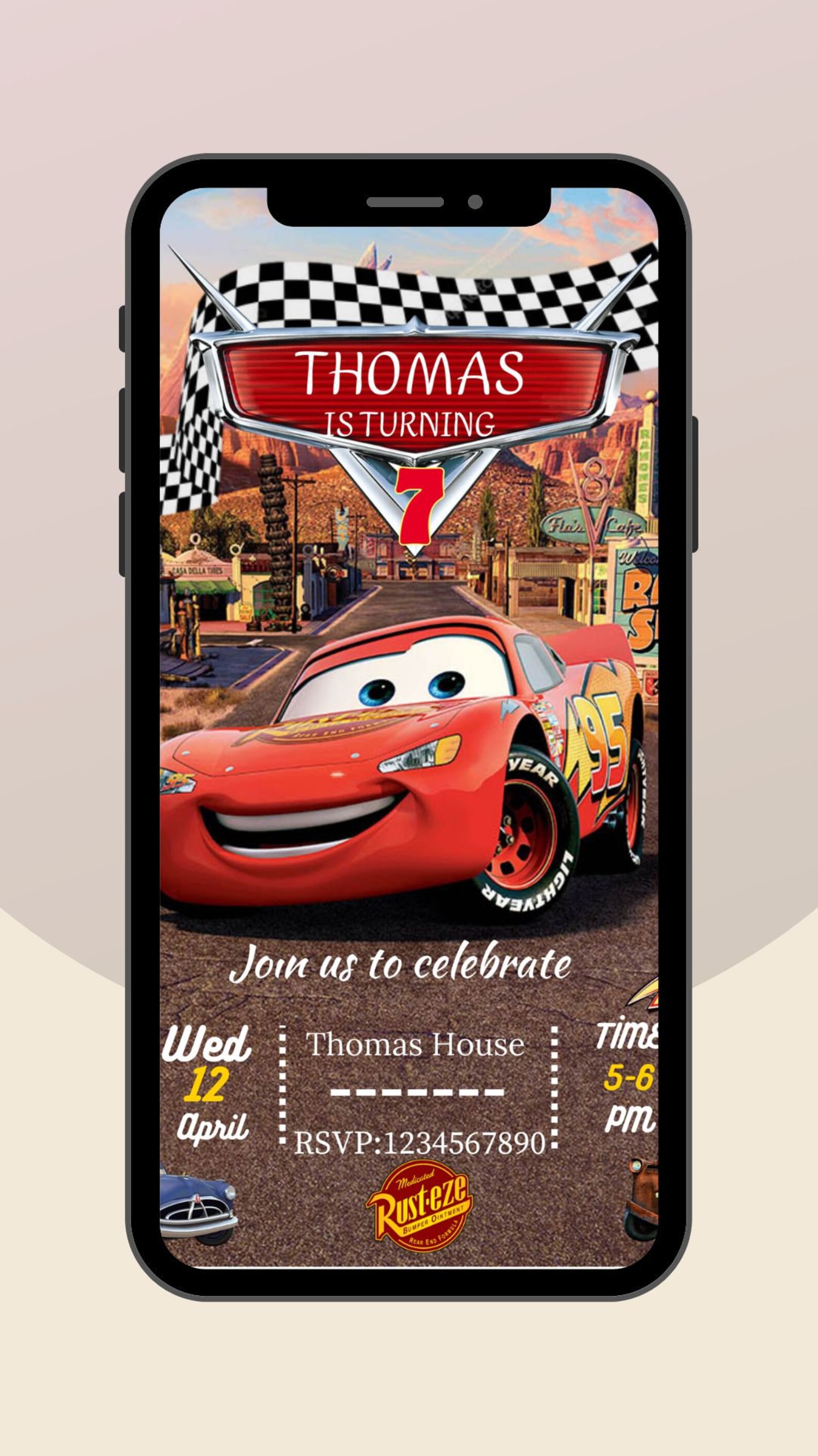 Cars Birthday Invitation , Kids Birthday Invitation Editable ...