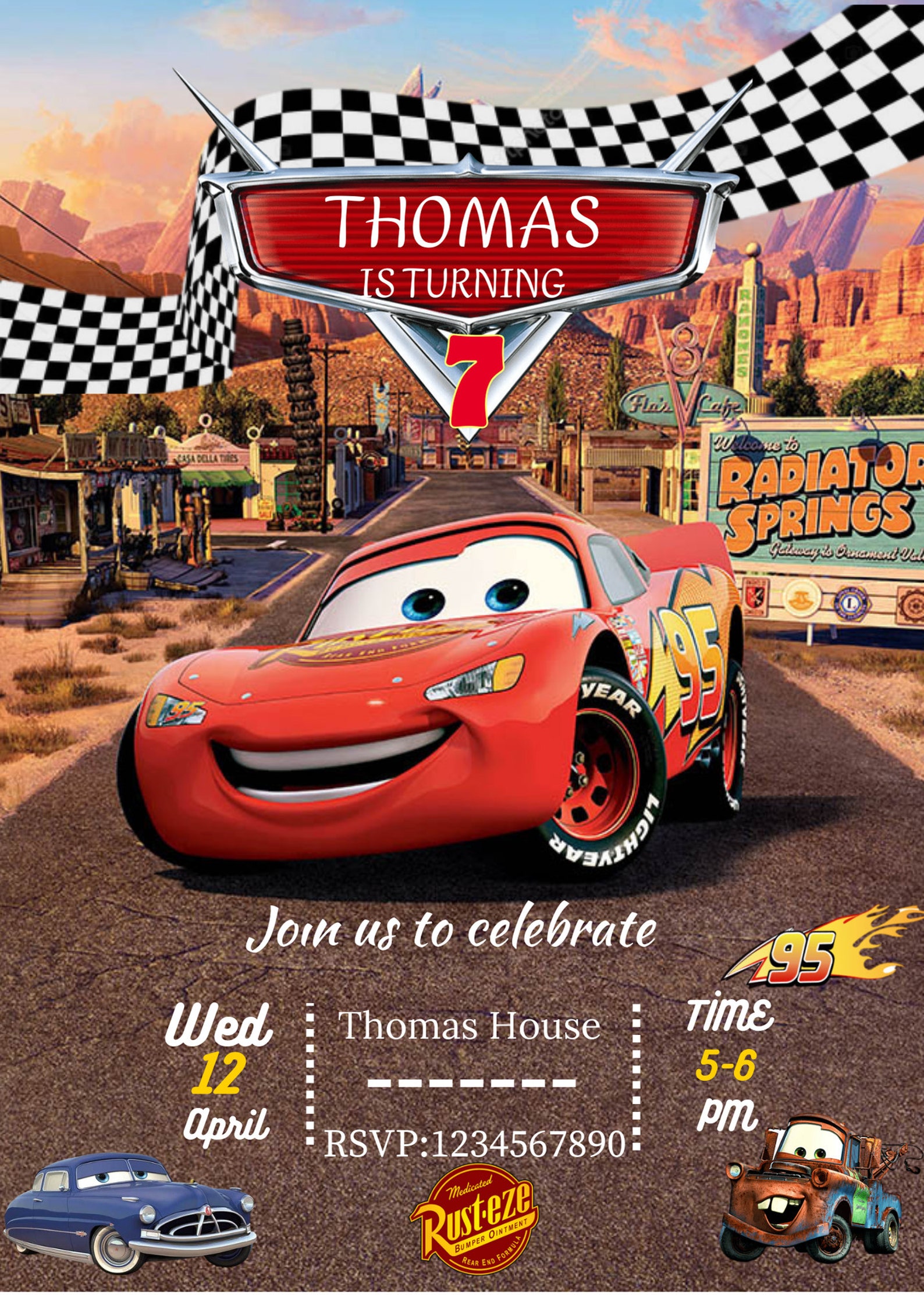 Cars Birthday Invitation , Kids Birthday Invitation Editable ...