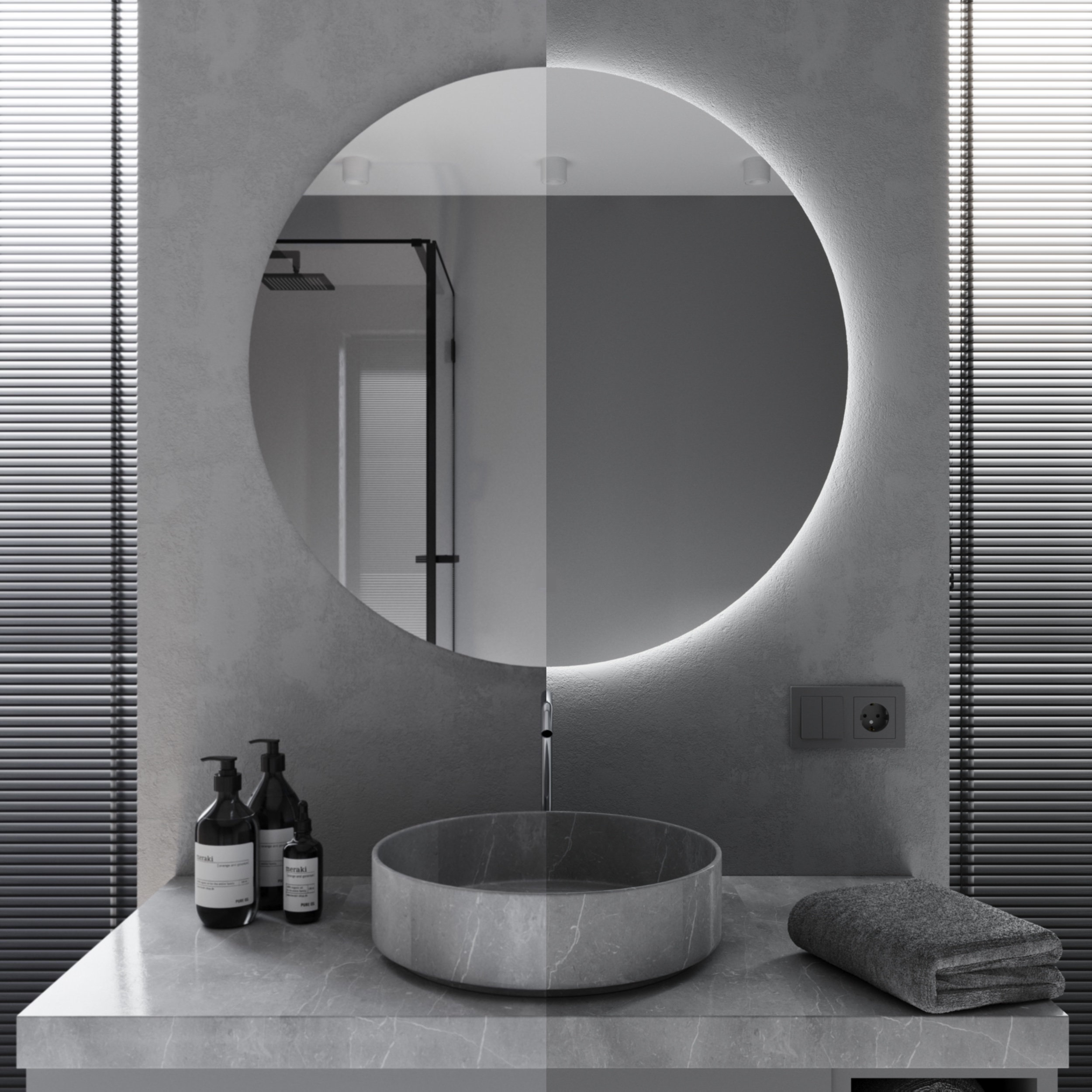 Handmade Round LED Mirror for Bathroom, Led Vanity Mirror, Modern ...
