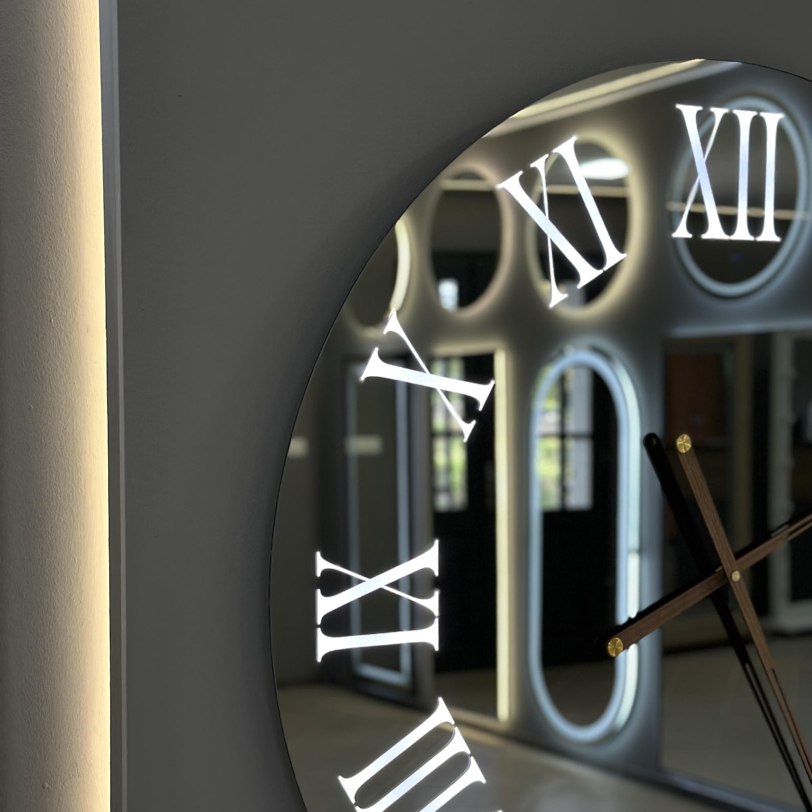 Extra Large Mirror Wall Clock Illuminated Mirror Clock Roman Numerals ...