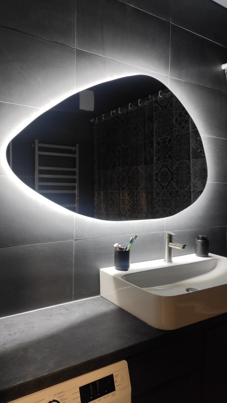 Asymmetric Mirror With Background Lighting, Eco-friendly Saint-gobain ...
