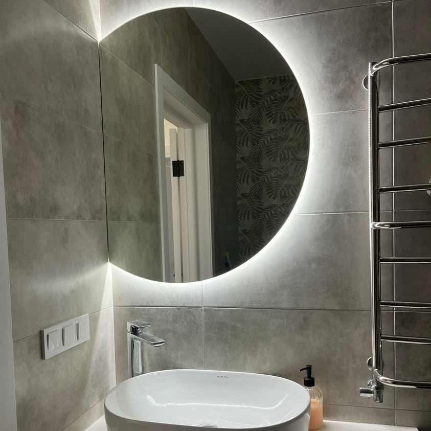 Cut Circle LED Mirror, Frameless Mirror With Leds, Large Wall Mirror ...