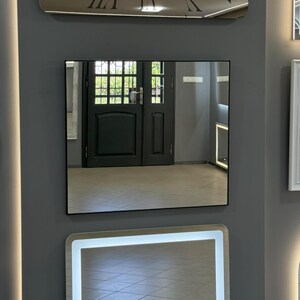 Modern Rectangular LED Mirror With Black Decorative Frame, Backlit Wall ...