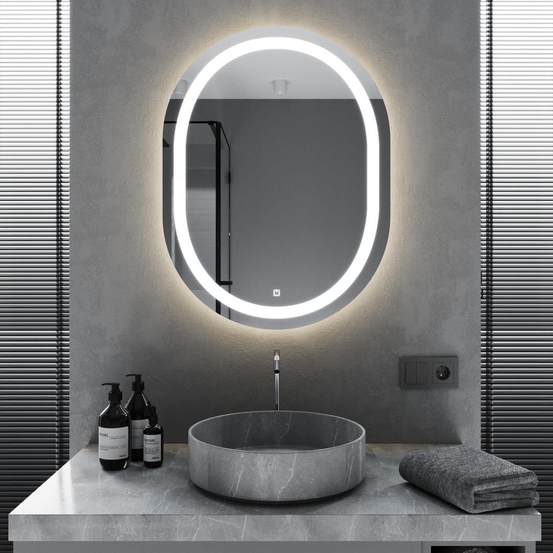 Oval LED Bathroom Mirror – Backlit and Frontlit Vanity Mirror – Modern ...