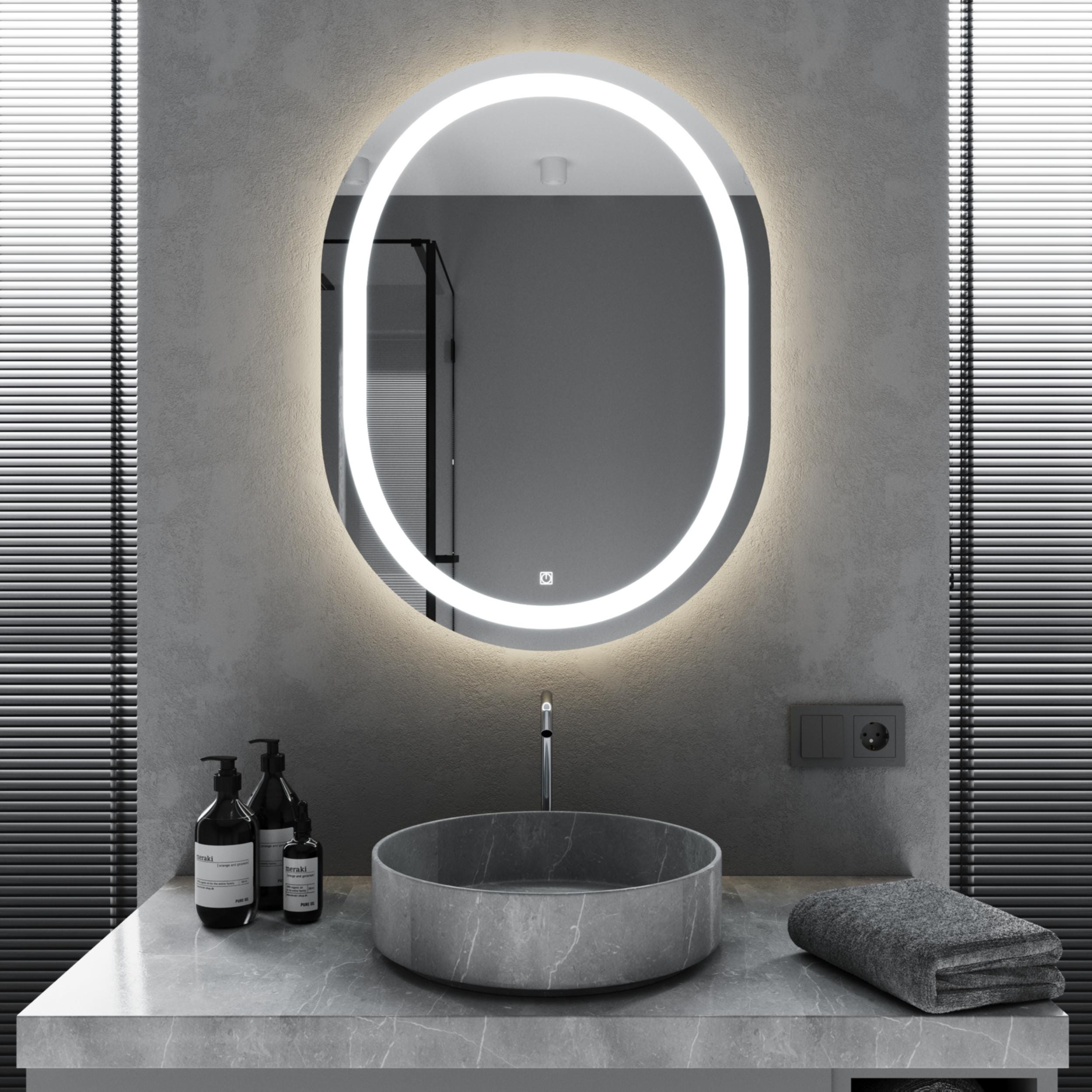 Oval LED Bathroom Mirror – Backlit and Frontlit Vanity Mirror – Modern ...
