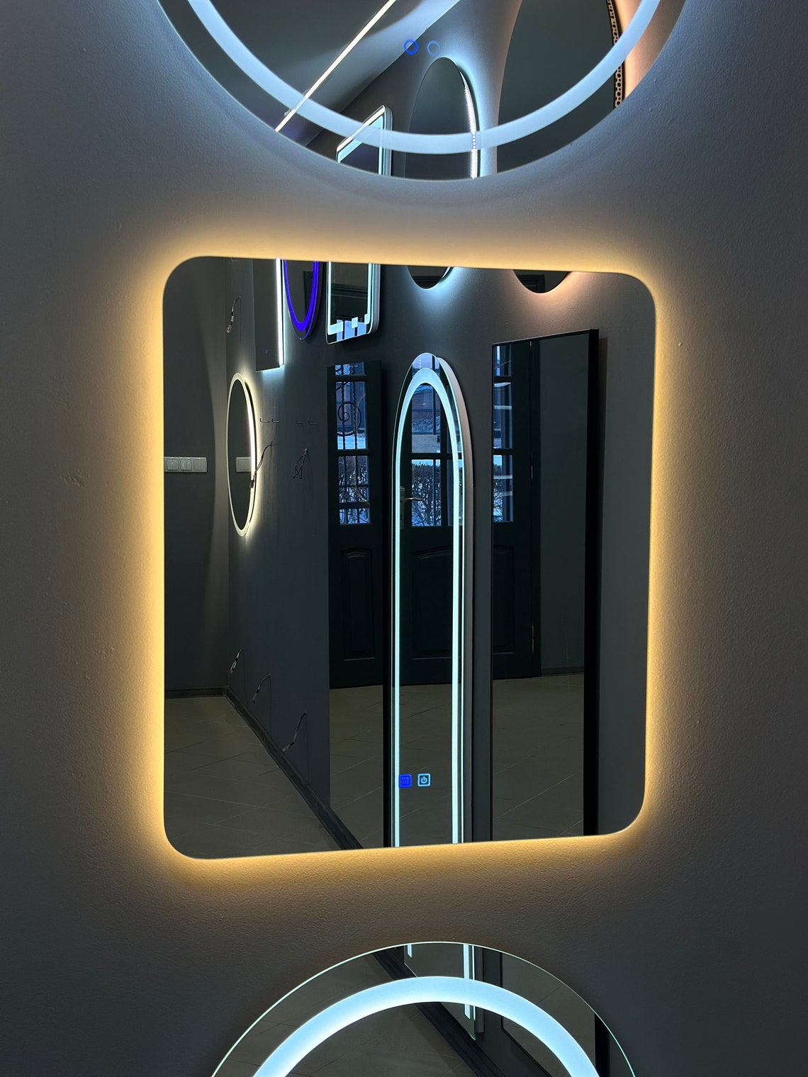 LED Rectangle Mirror, Wall Mirror With Rounded Corners, Touch Switch ...