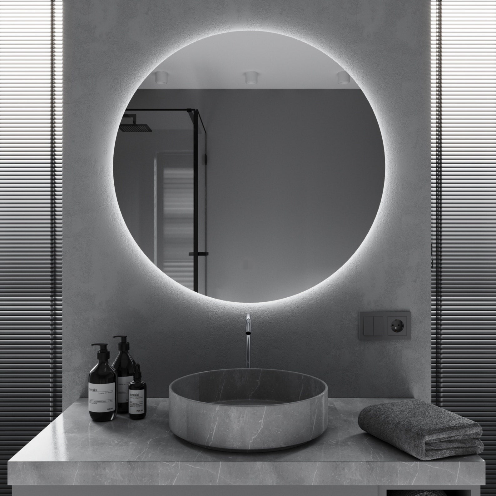 Round Aesthetic Mirror With Background Lighting, Modern Mirror, Circle ...