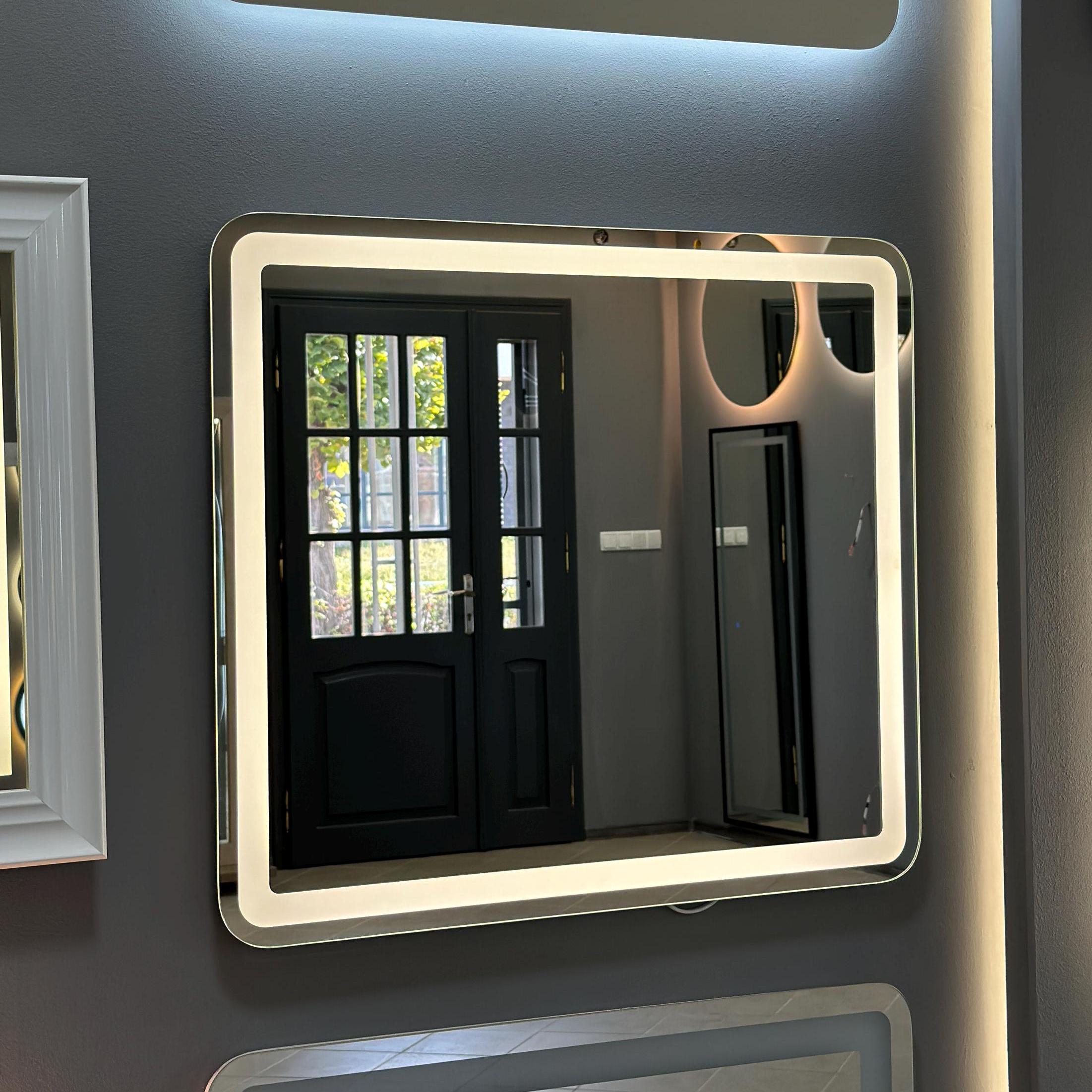 Rectangle Mirror With Rounded Corners and Frontal Face Illumination ...