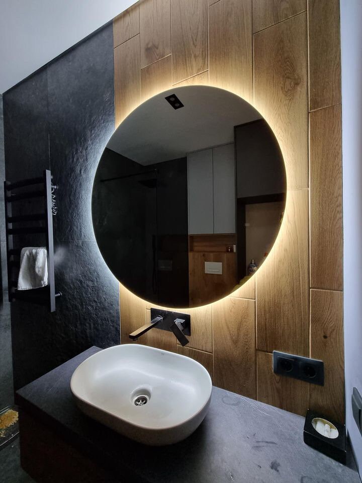 Handmade Round LED Mirror for Bathroom, Led Vanity Mirror, Modern ...