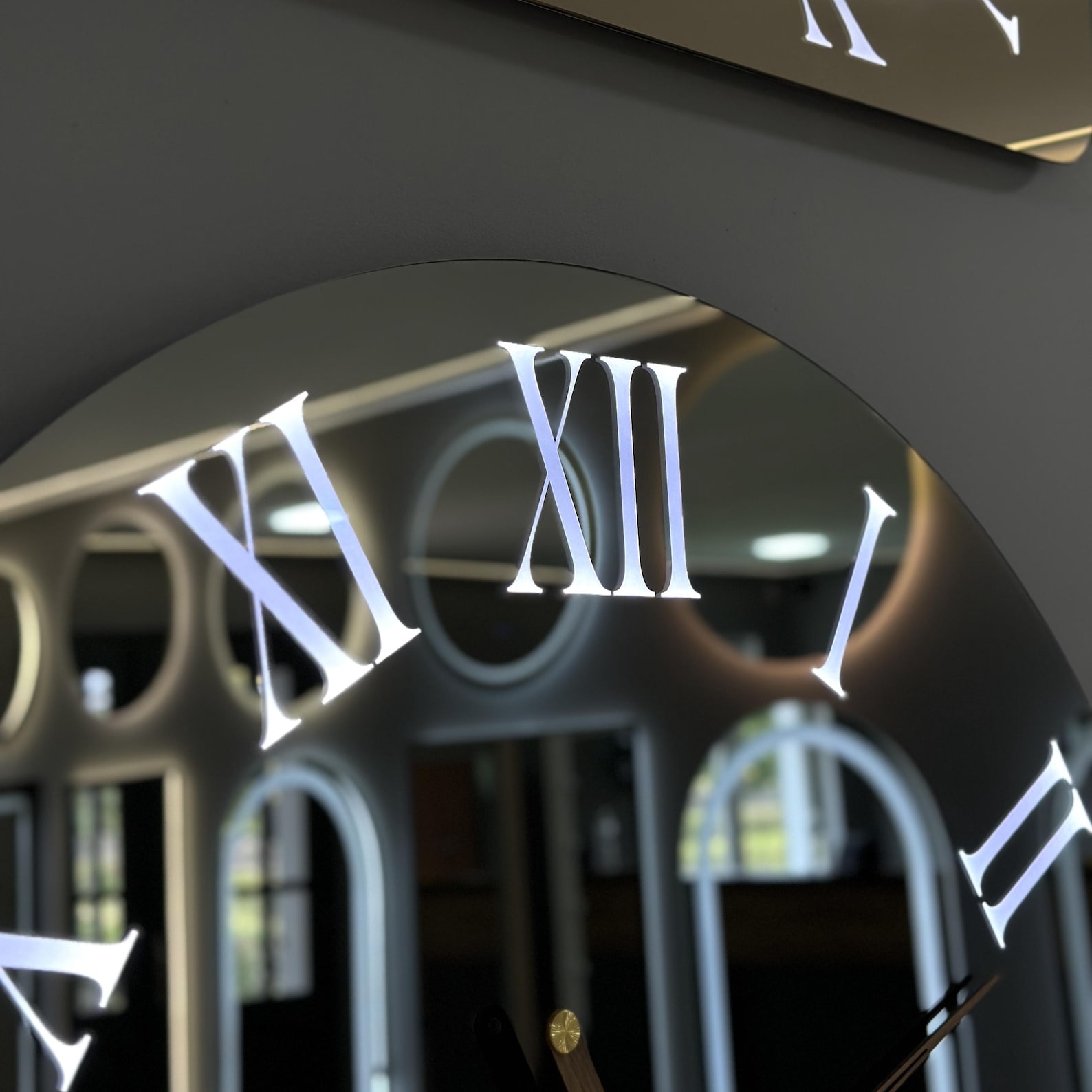 Extra Large Mirror Wall Clock Illuminated Mirror Clock Roman Numerals ...