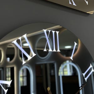 Extra Large Mirror Wall Clock Illuminated Mirror Clock Roman Numerals ...