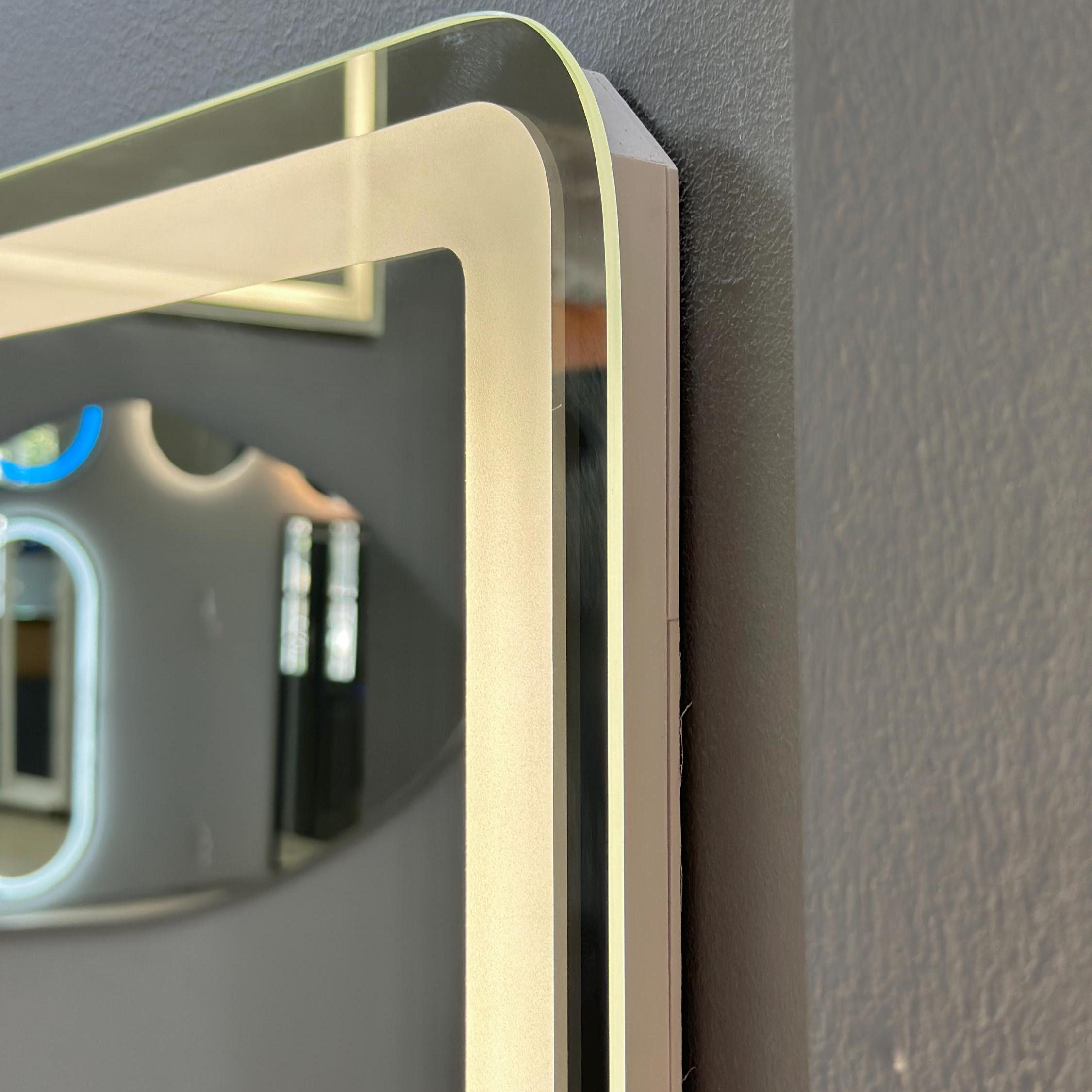 Rectangle Mirror With Rounded Corners and Frontal Face Illumination ...