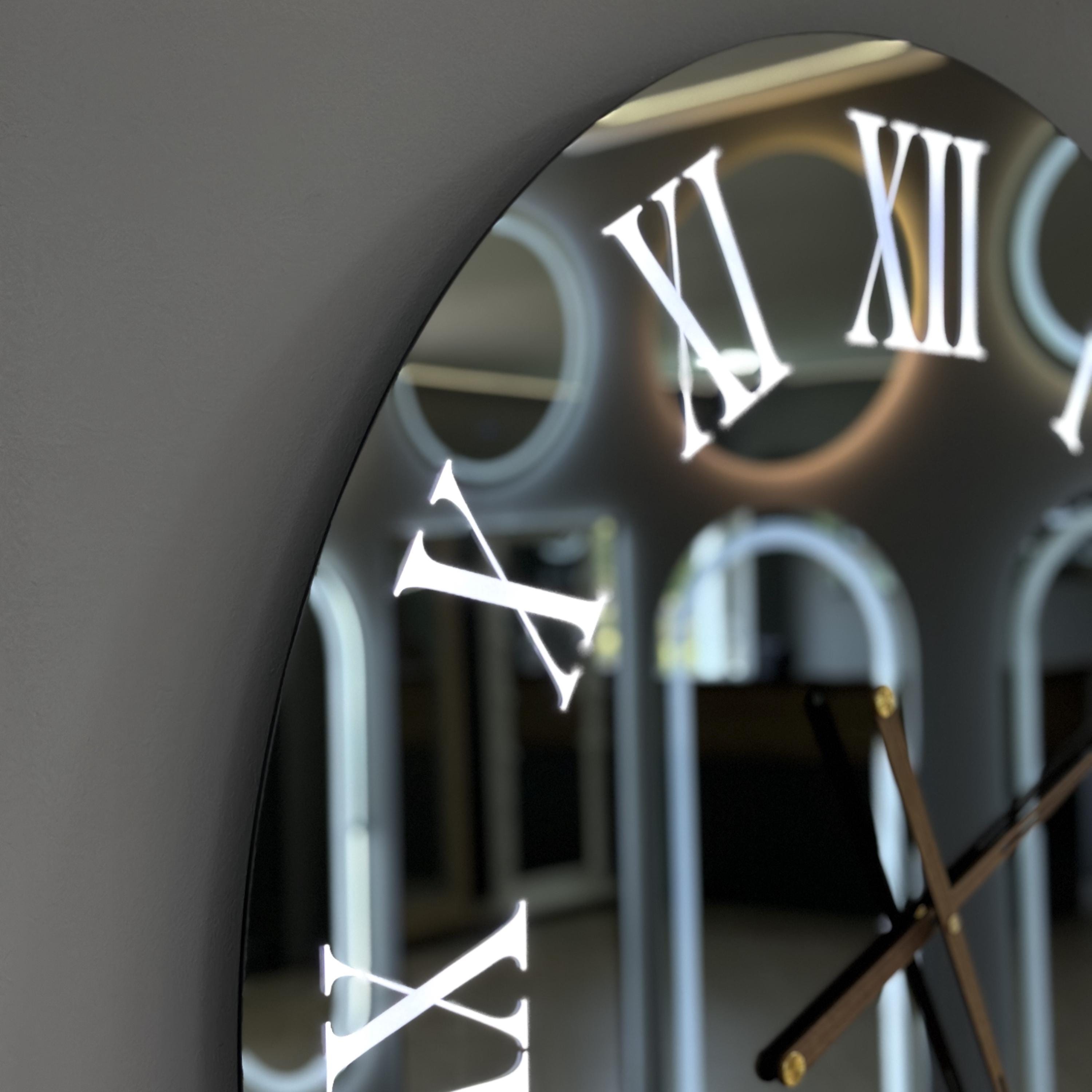 Extra Large Mirror Wall Clock Illuminated Mirror Clock Roman Numerals ...