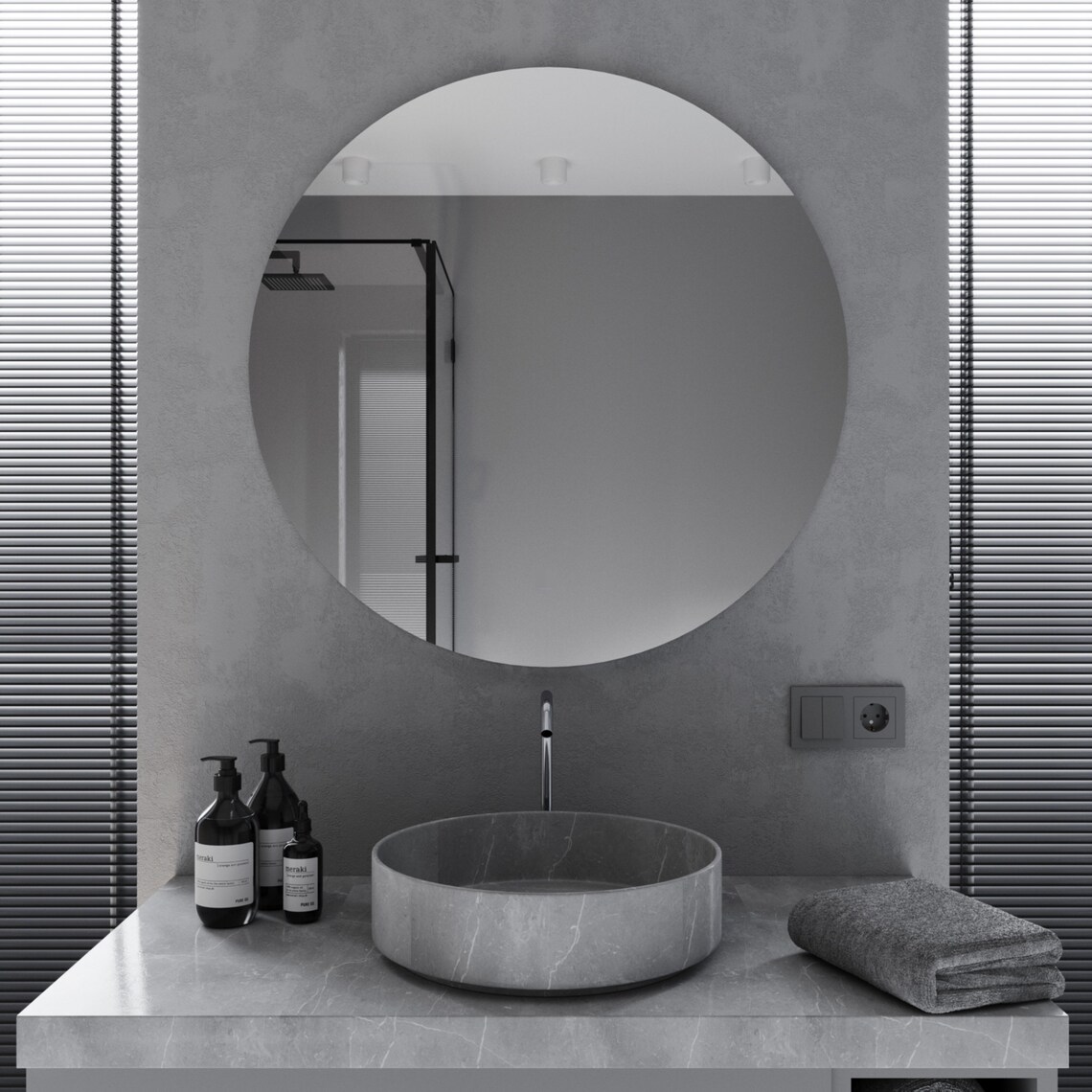 Round Aesthetic Mirror With Background Lighting, Modern Mirror, Circle ...