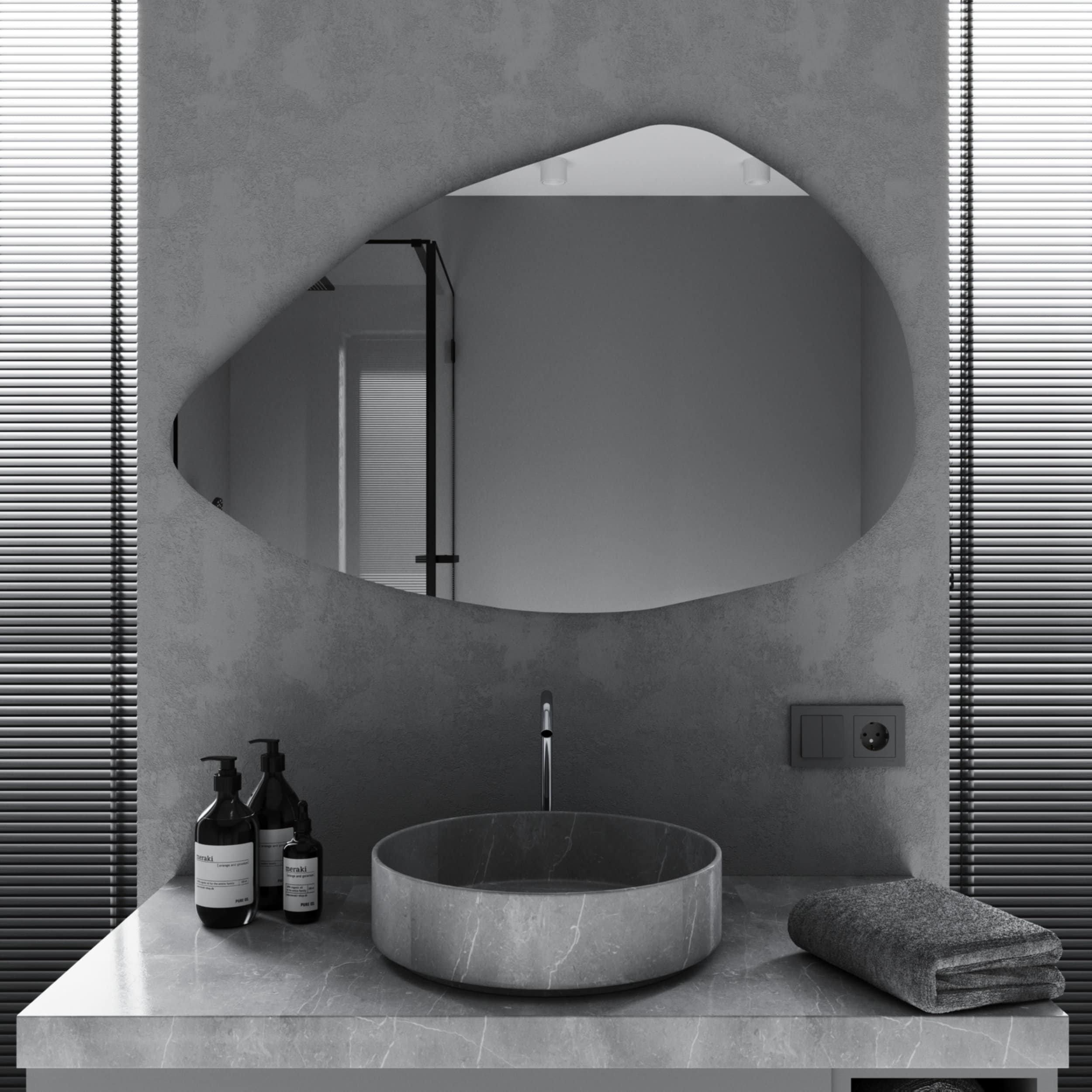 Asymmetric Mirror With Background Lighting, Eco-friendly Saint-gobain ...