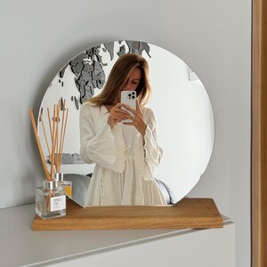 Round Mirror, Small Mirror, Table Top Mirrors, Compact Mirror, Wooden ...