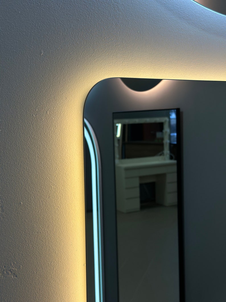 LED Rectangle Mirror, Wall Mirror With Rounded Corners, Touch Switch ...