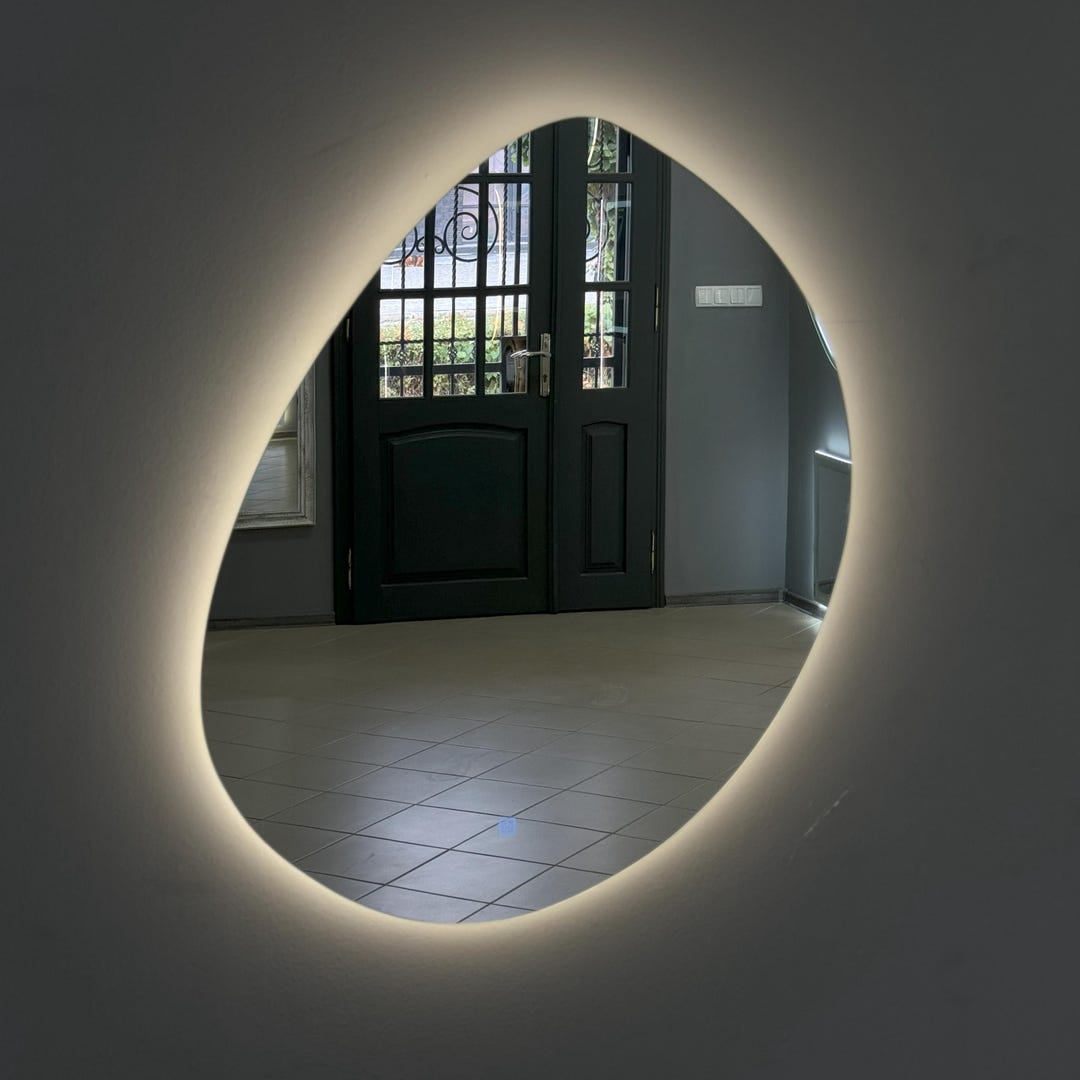 Irregular Round Bathroom Mirror, Asymmetrical Wall Mirror, Custom Sizes ...