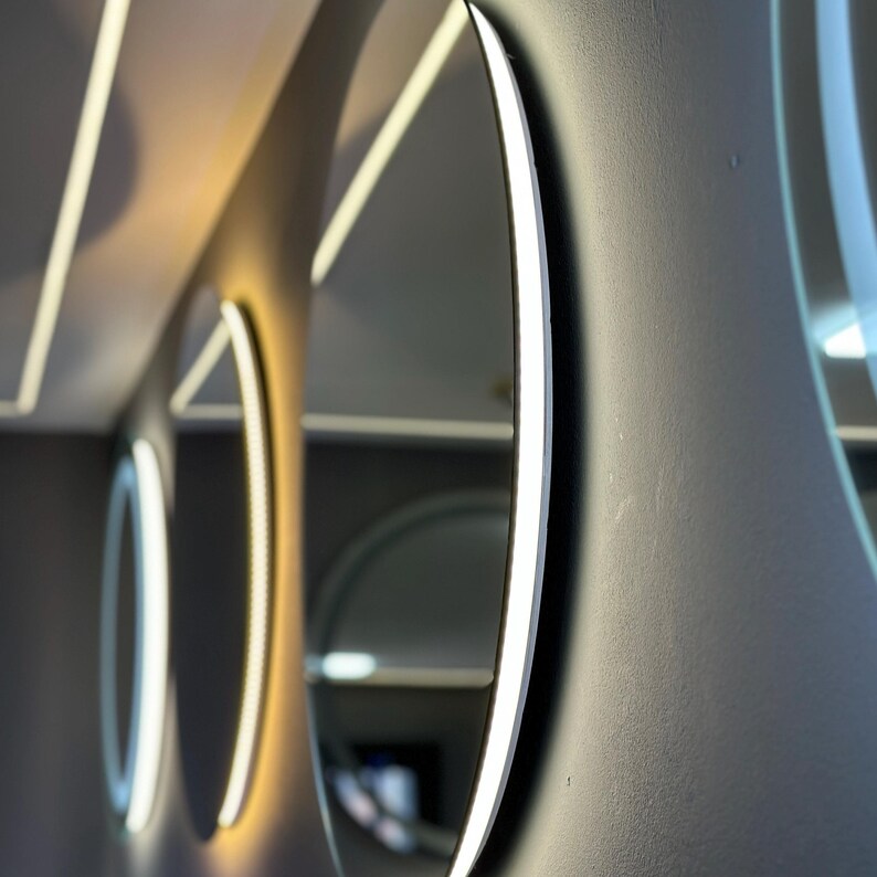 LED Round Mirror, Round Wall Mirror, Touch Switch, Frameless Mirror ...