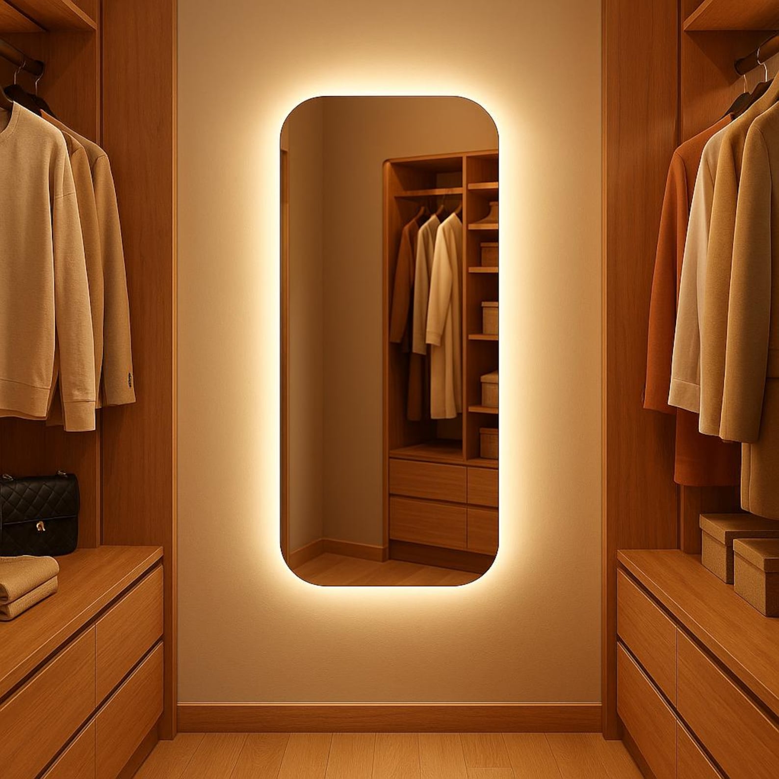 Rectangular LED Backlit Mirror for Closet or Dressing Room – Modern ...