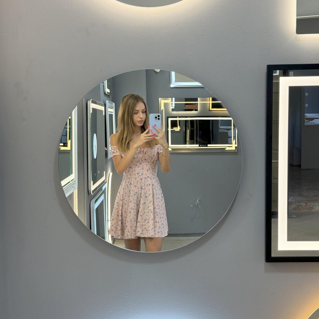 Modern Round Mirror, Simple Circle Bathroom Mirror, Round Aesthetic ...