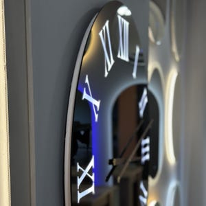 Extra Large Mirror Wall Clock Illuminated Mirror Clock Roman Numerals ...