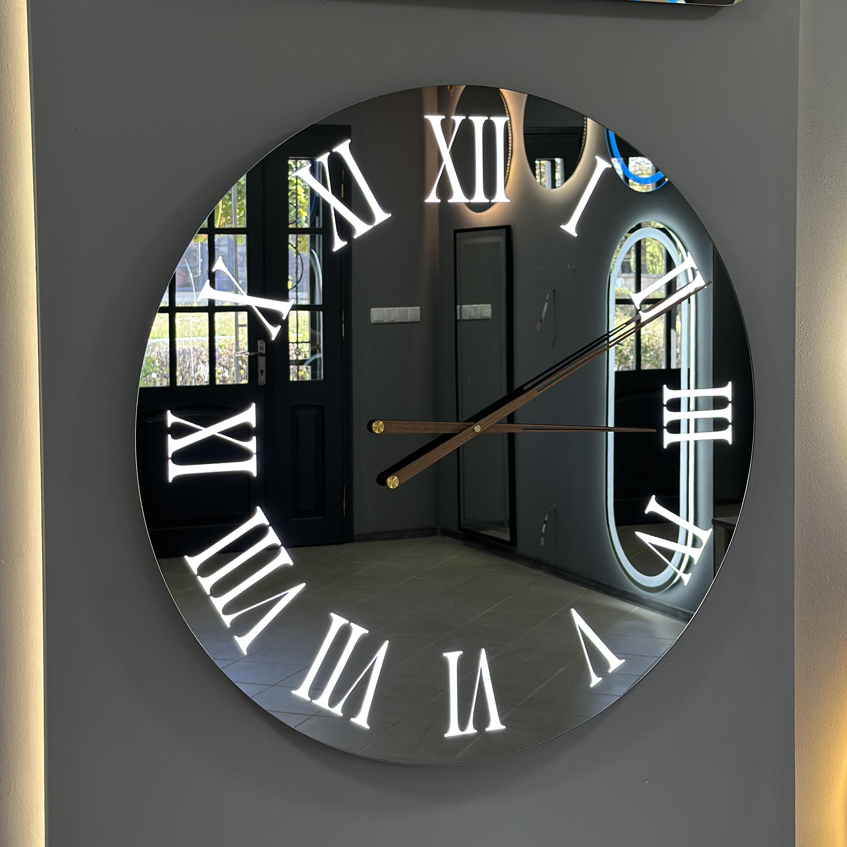 Large Round LED Mirror Clock, Modern Wall Decor, Perfect Christmas Gift ...
