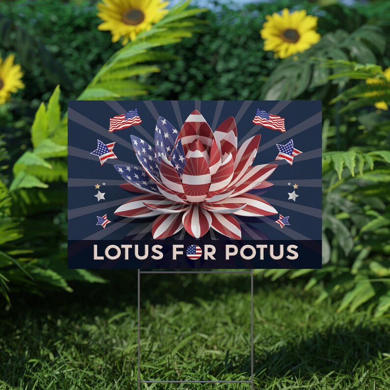 Kamala Harris House Flag 3x4, Namaste Lotus Flag, Lotus for POTUS Sign ...