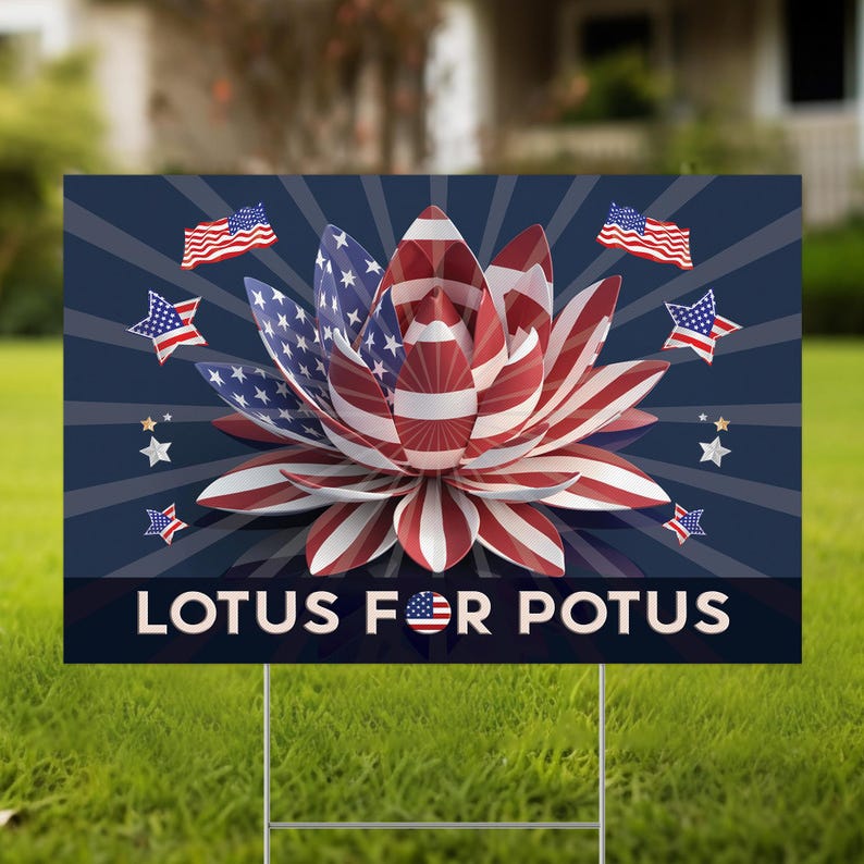 Kamala Harris House Flag 3x4, Namaste Lotus Flag, Lotus for POTUS Sign ...