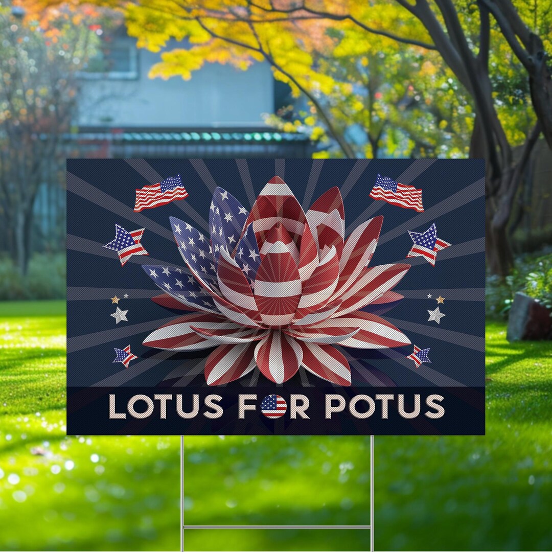 Kamala Harris House Flag 3x4, Namaste Lotus Flag, Lotus for POTUS Sign ...