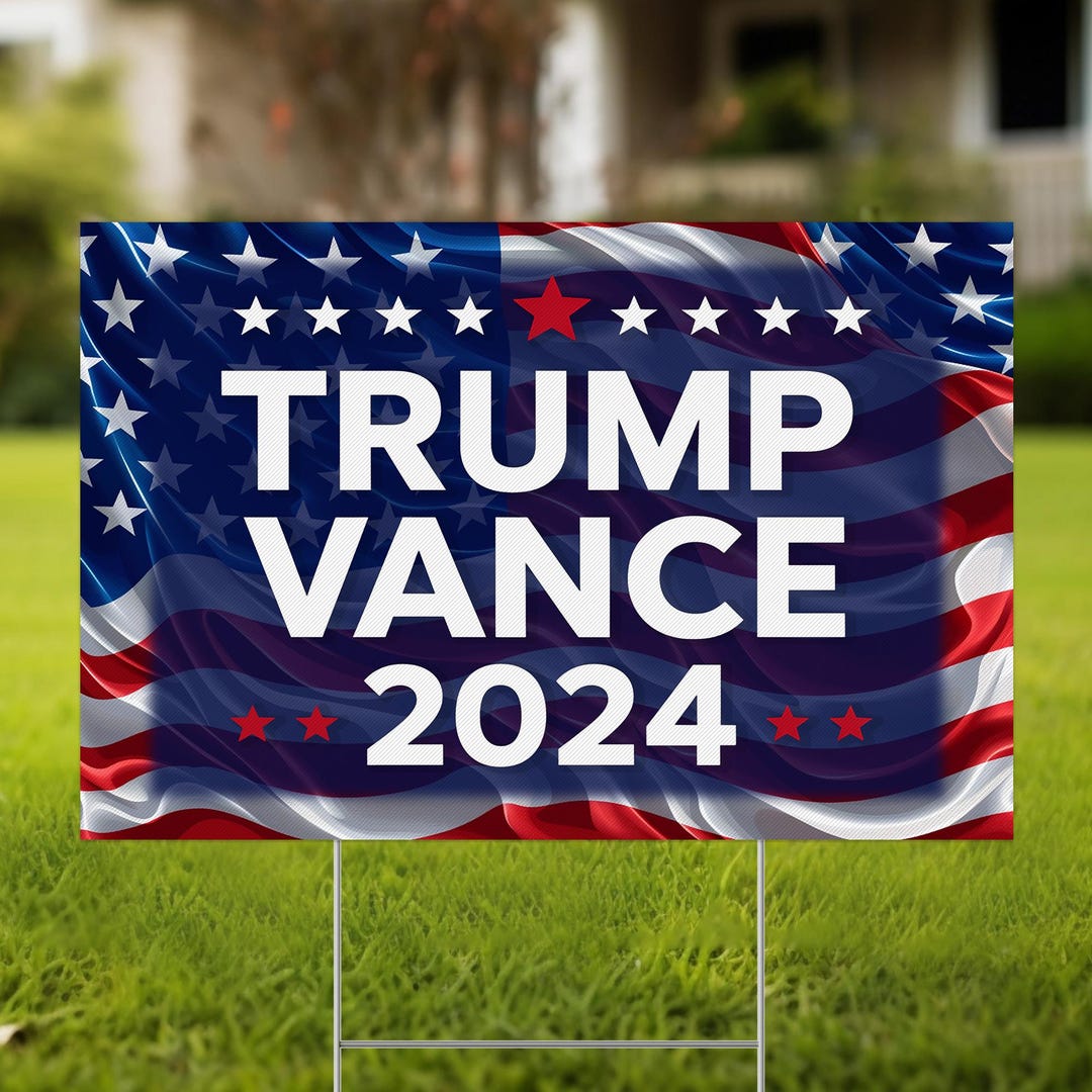 Trump Vance 2024 Yard Sign With H Stake, Trump JD Vance, Trump 2024 ...