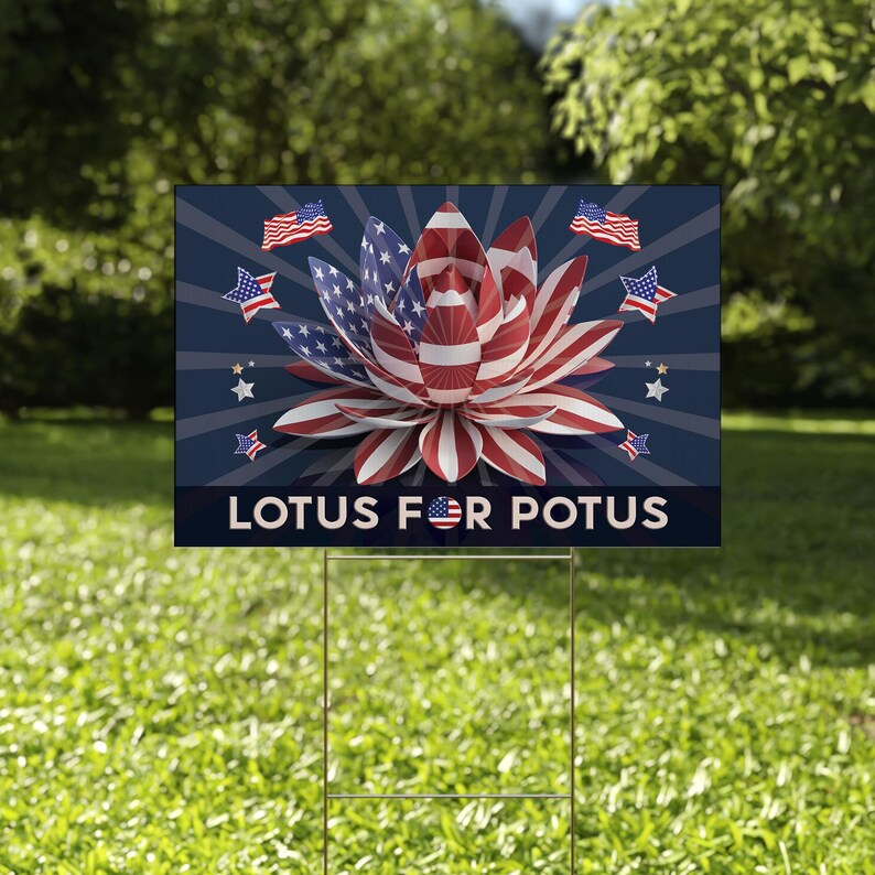 Kamala Harris House Flag 3x4, Namaste Lotus Flag, Lotus for POTUS Sign ...