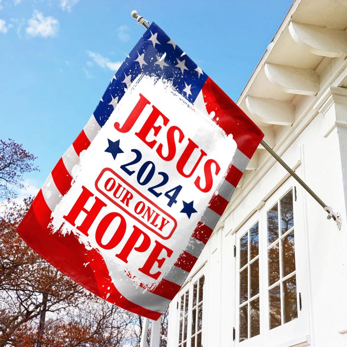 Jesus Our Only Hope Flag, American Jesus Save Flag, Faith Jesus Flag ...